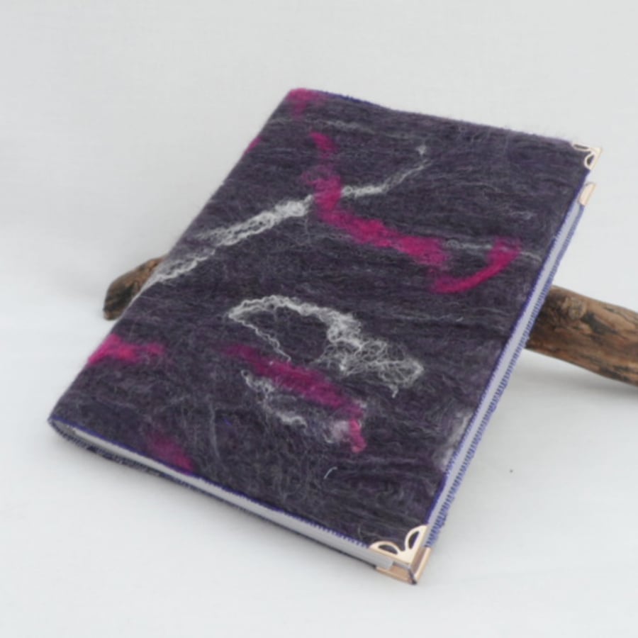 Notebook, A5 with removable felt cover, purple - Folksy