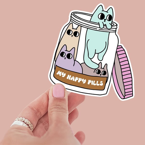 Happy Pills Sticker Mental Health Sticker Self ... - Folksy