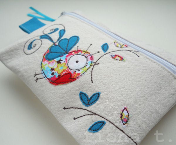 embroidered peace dove purse - Folksy