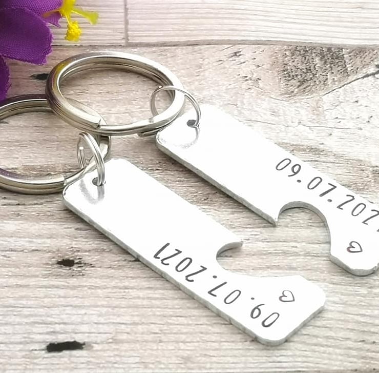Special Date Keyring Pair - Couples Matching Ke... - Folksy