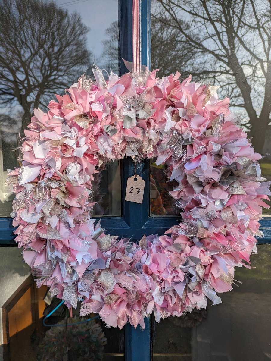 Handmade Upcycled eco Wreath hyacinth pink silv... - Folksy