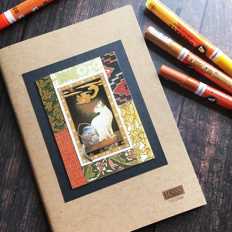 Decorated A5 sketchbook or notebook. Siamese cat. - Folksy