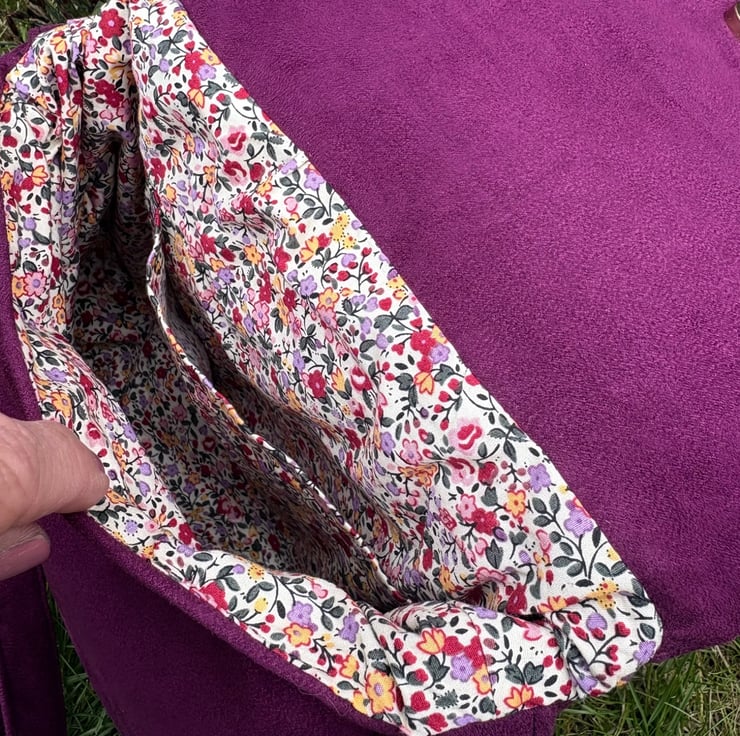 Aubergine faux suede crossbody bag, shoulder ba... - Folksy