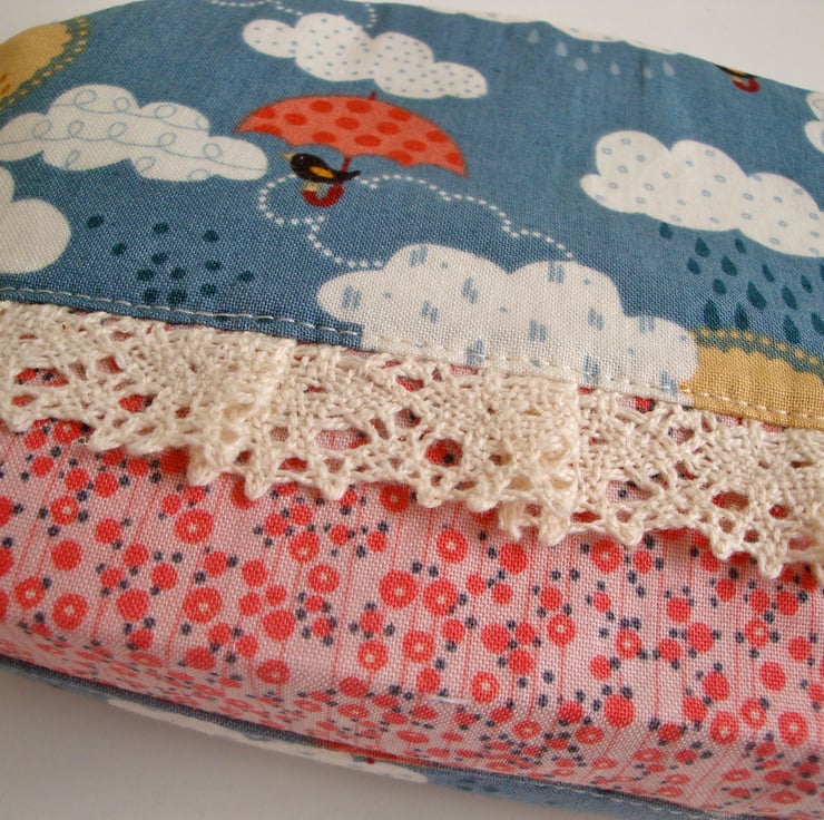 Cotton Make Up Bag - lace trim - wipe clean lin... - Folksy