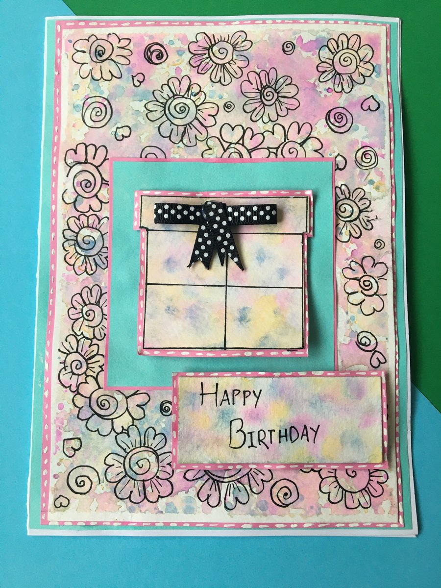 Happy birthday card, handmade card, watercolor ... - Folksy