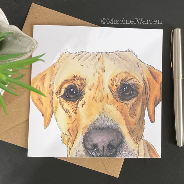 Golden Yellow Labrador Dog Card. Blank or perso... - Folksy