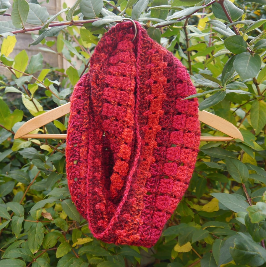 Red Scarf Chunky Infinity - Folksy