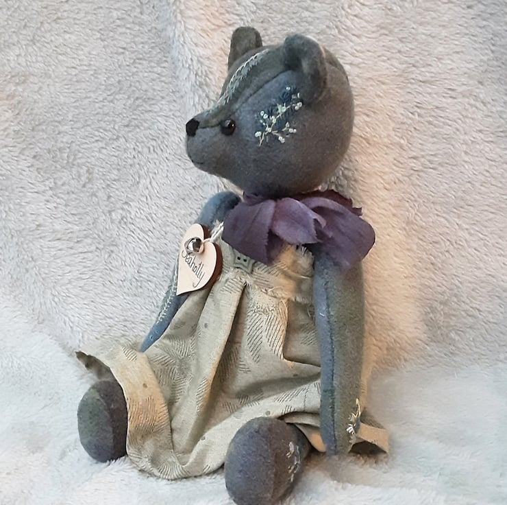 SOLD Hand embroidered teddy bear, one of a kind... - Folksy