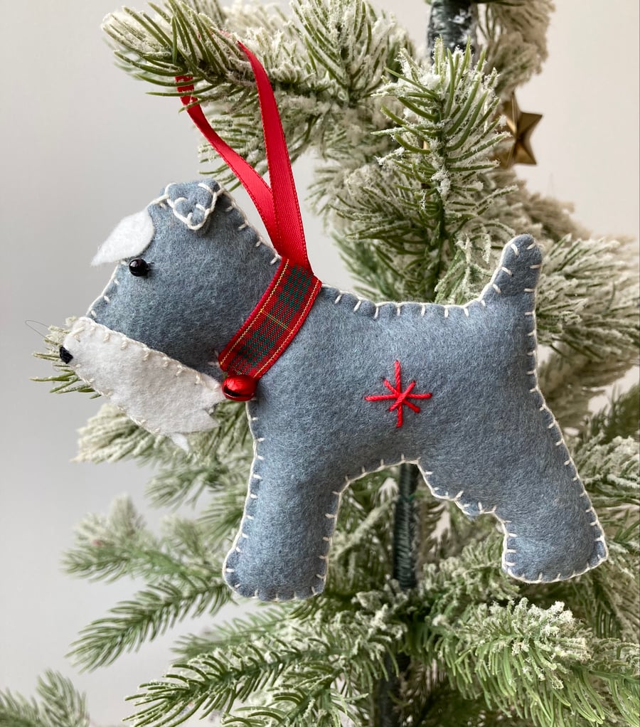 Grey Schnauzer Dog Felt Hanging Decoration - Folksy