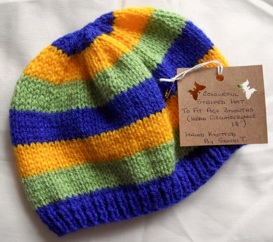 Colourful Striped Baby Hat - Folksy