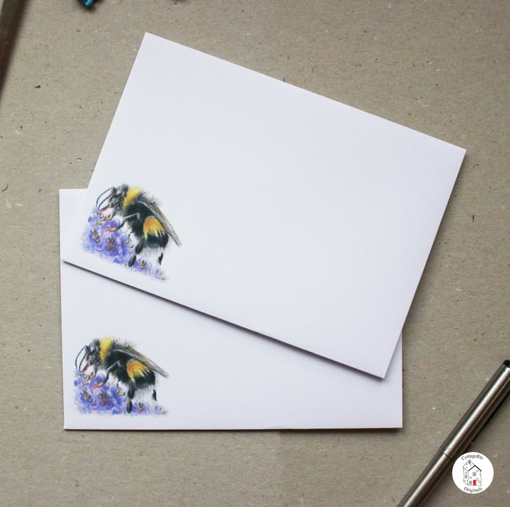 Bumble Bee With Flowers Letter Writing Paper Ch... - Folksy