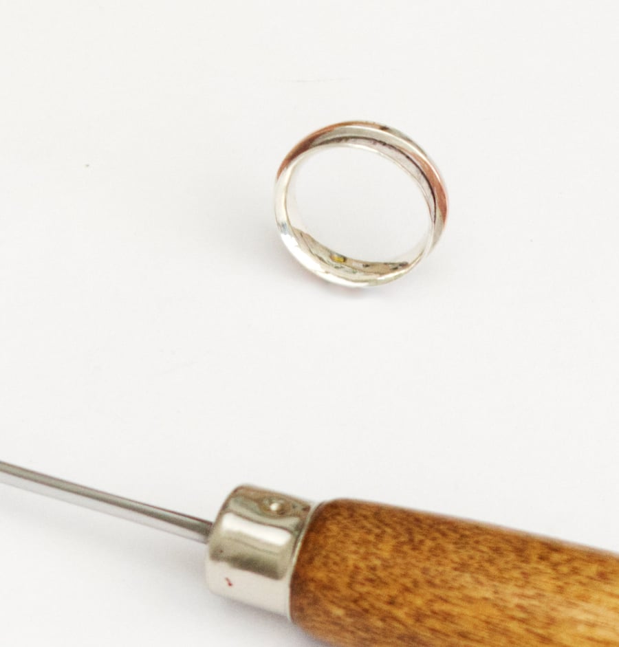 Ladies Silver and Copper Spinner Ring - Folksy