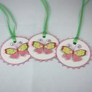 Set of 3 butterfly gift tags - Folksy