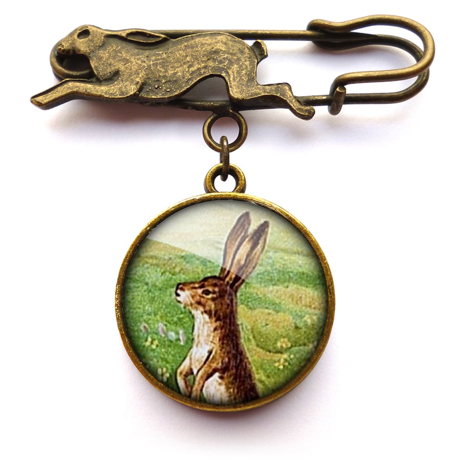 Vintage Hare Pin Brooch (ER08) - Folksy