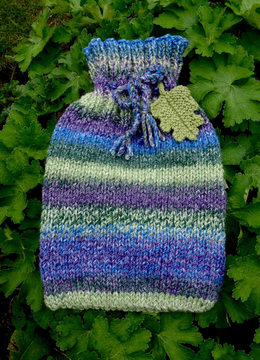 Hot Water Bottle Cover With Oak Leaf Blue - Folksy