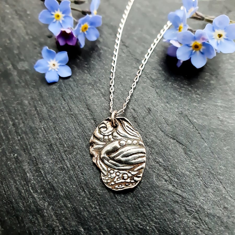 Recycled Fine Silver Freeform Pendant - Folksy