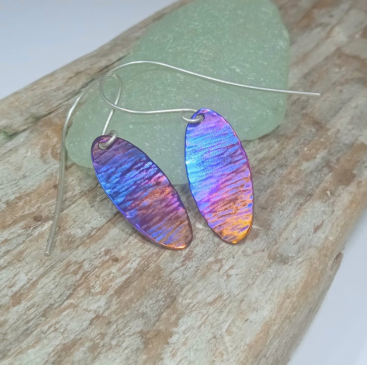 Handmade Coloured and Textured Titanium Small ... - Folksy