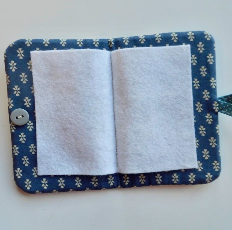 Sewing needle case reclaimed embroidery and blu... - Folksy