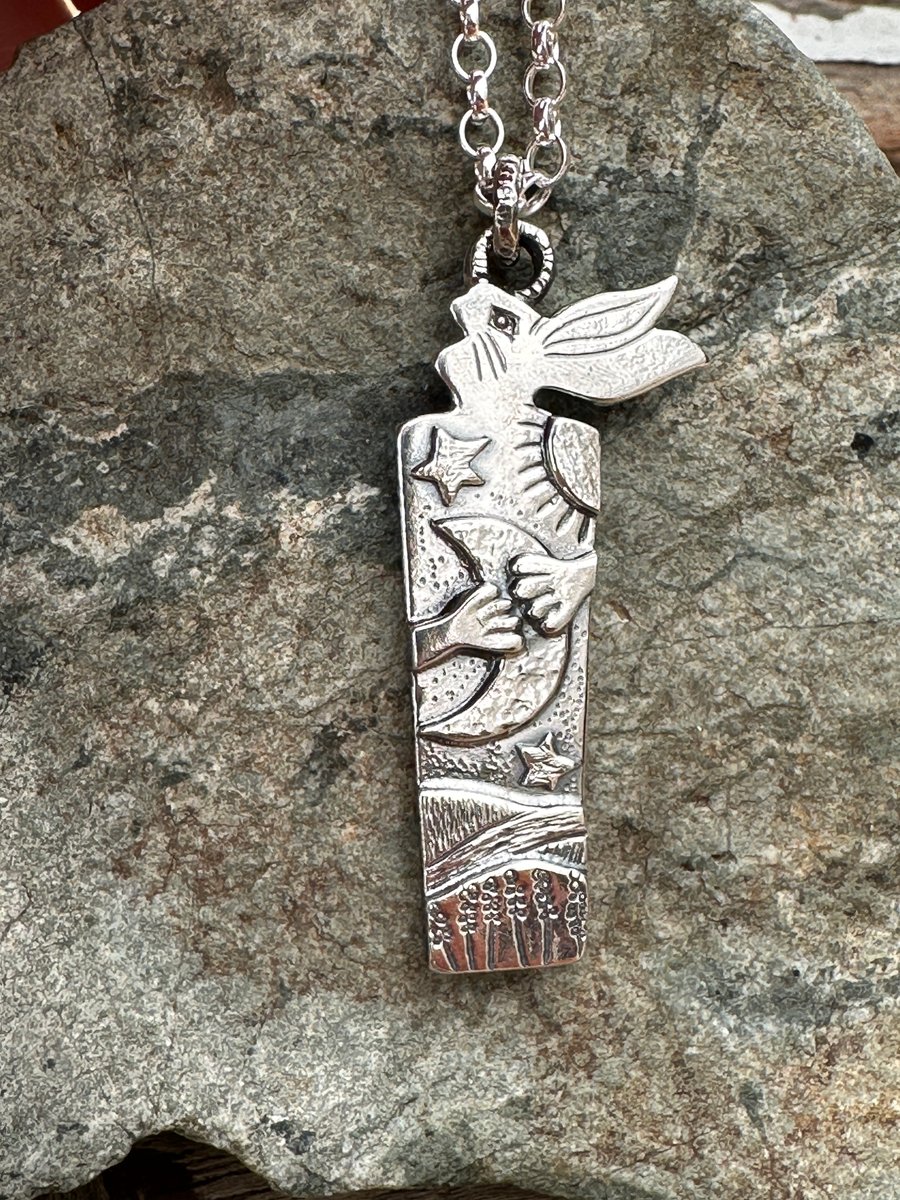 Moon Carrier Hare Pendant - Folksy