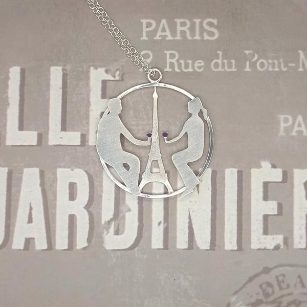 Couple in Paris necklace, unique jewellery, fig... - Folksy
