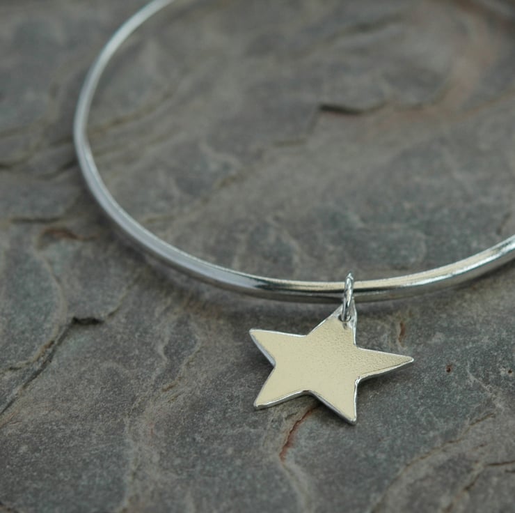 Star Bangle Bracelet in Sterling Silver, Medium... - Folksy