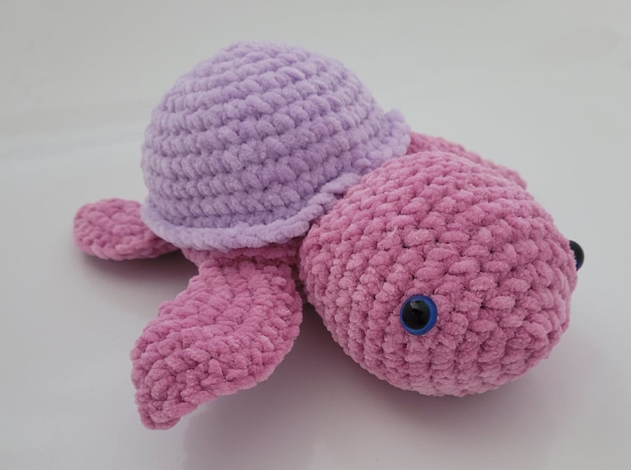 Crocheted sea turtle purple, pink - Folksy