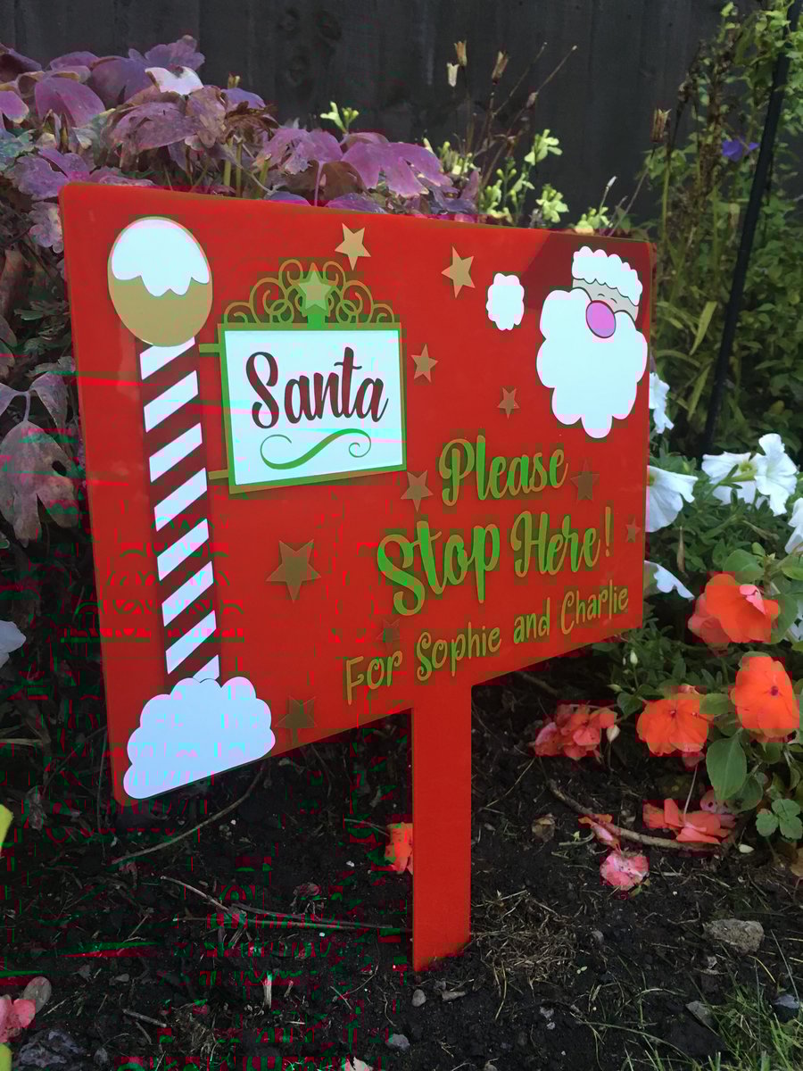 Santa Stop here Sign, Extra Large, Personalised... - Folksy