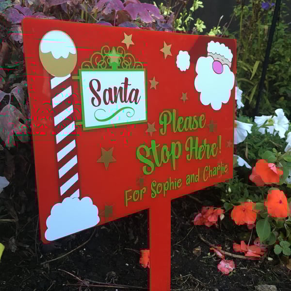 Santa Stop here Sign, Extra Large, Personalised... - Folksy