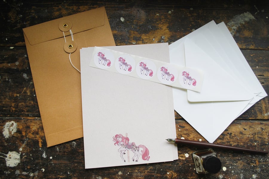 Carousel horse letter writing set. Fun, magical... - Folksy