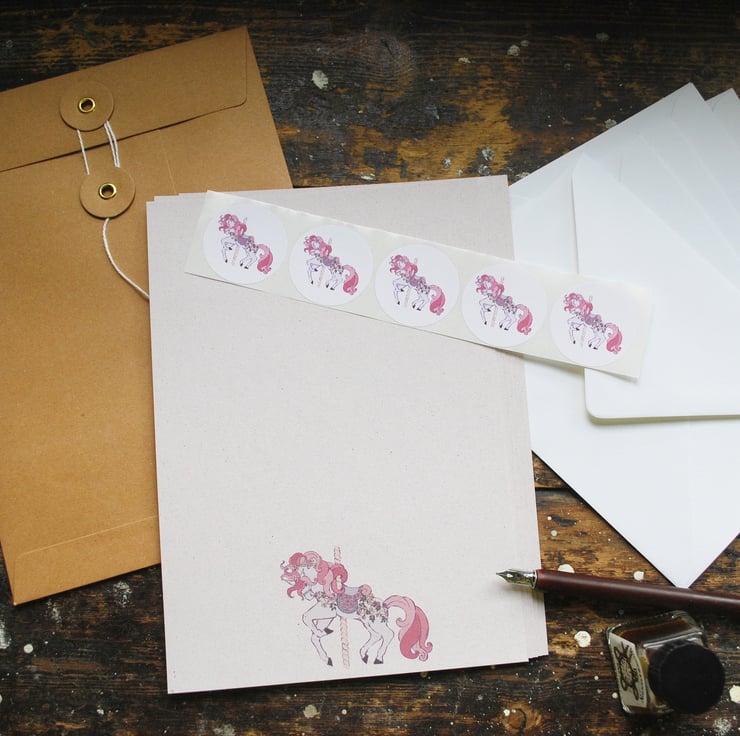 Carousel horse letter writing set. Fun, magical... - Folksy