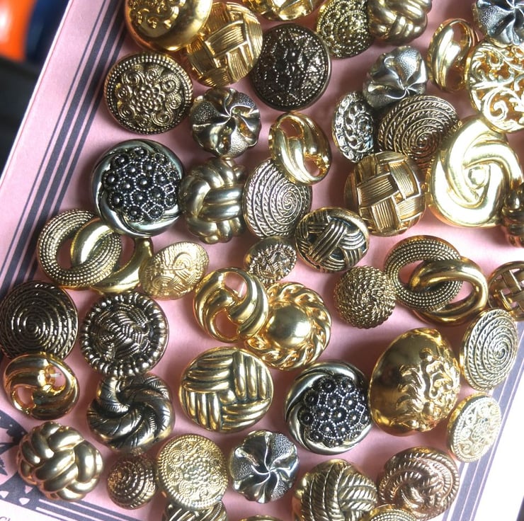 50 Vintage Gold Buttons - Folksy
