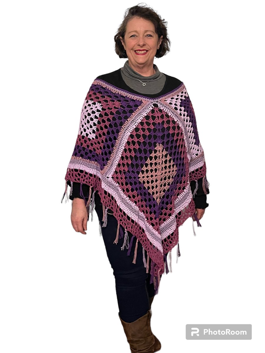 Customised Summer Boho Granny Square Poncho ma... - Folksy