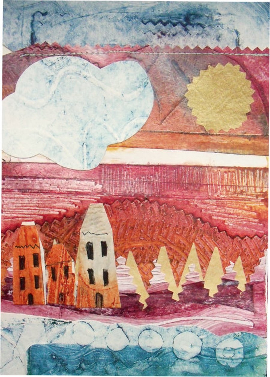 Art Print of my Original Collagraph Collage - A... - Folksy