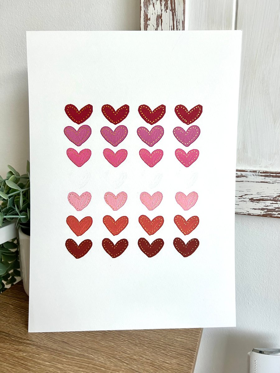 Hearts Wall print. - Folksy