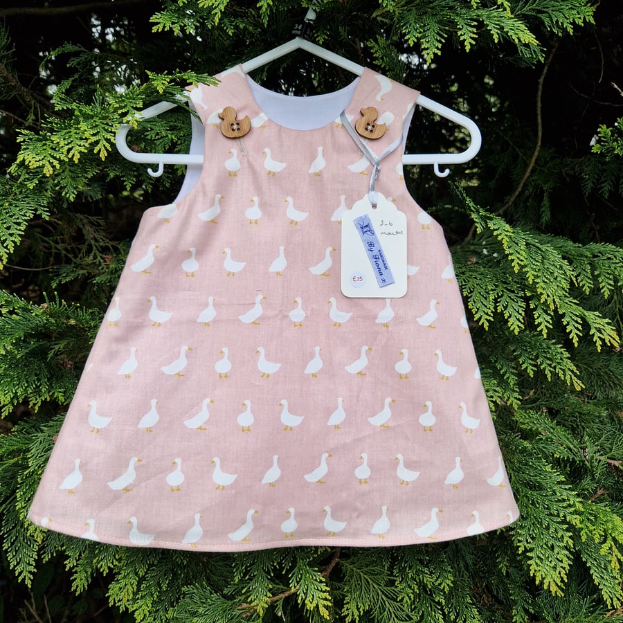 Age: 3-6m Pink Geese Dress - Folksy