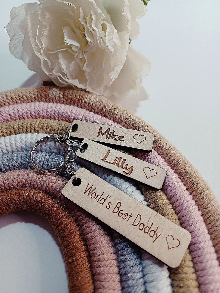 Personalised Dad Keyring, World's Best Daddy, F... - Folksy