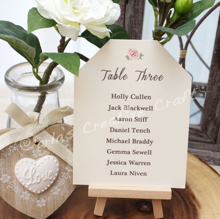 Personalised wedding table plan individual card... - Folksy