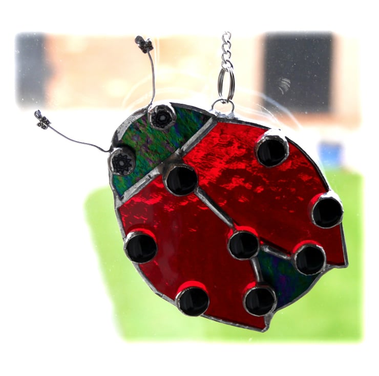 Ladybird Suncatcher Stained Glass Handmade Lady... - Folksy