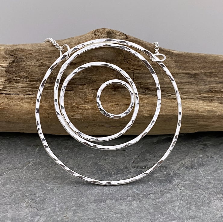 Large round silver statement necklace handmade ... - Folksy