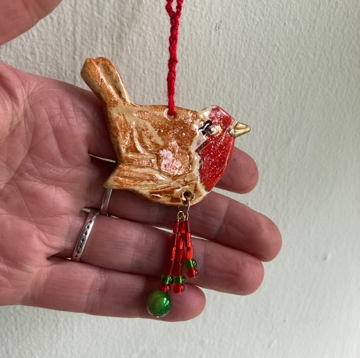 Robin hanging ornament - Folksy