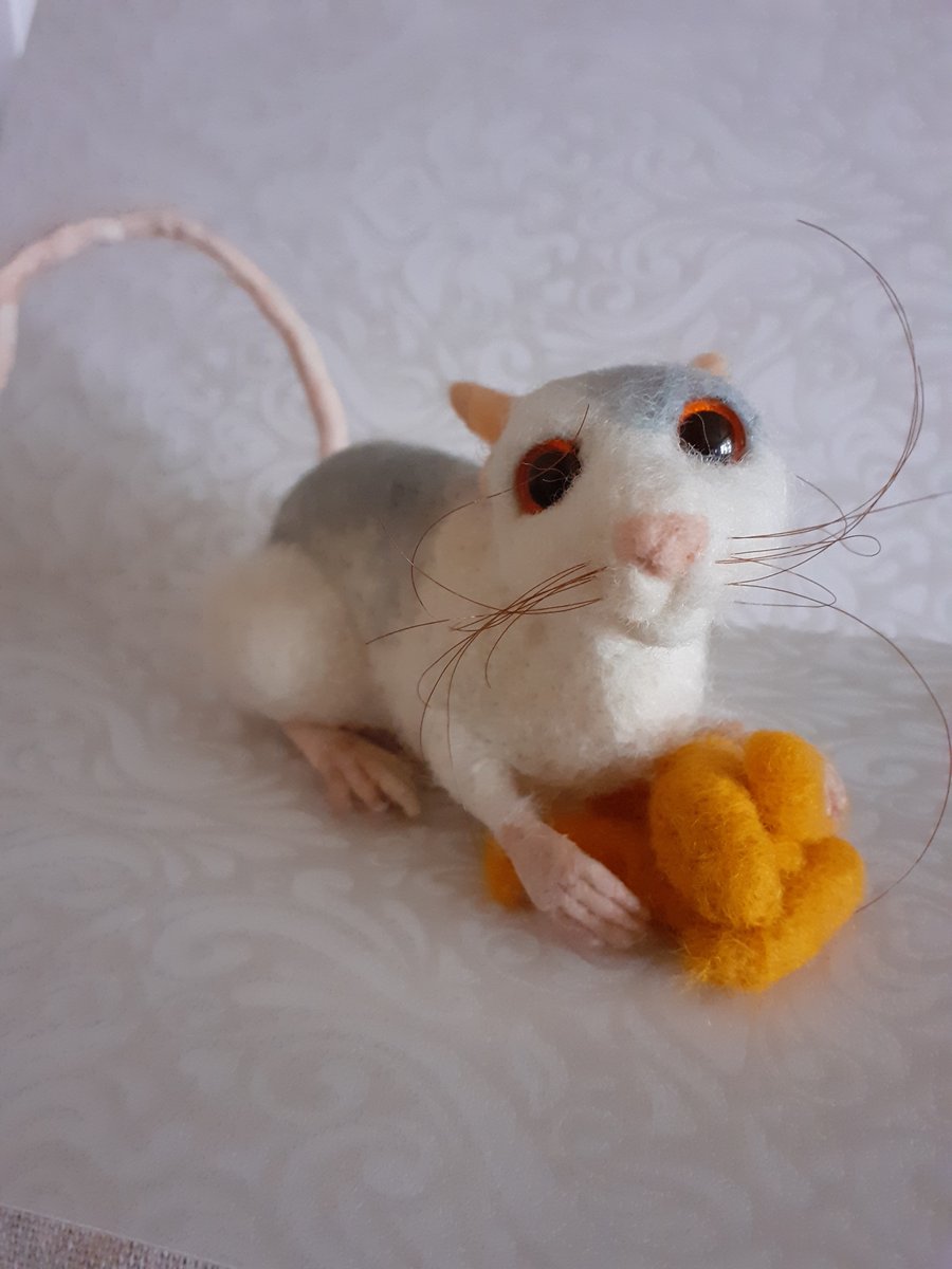 Keeper of the Cheese Puffs - Needle felted Rat - Folksy