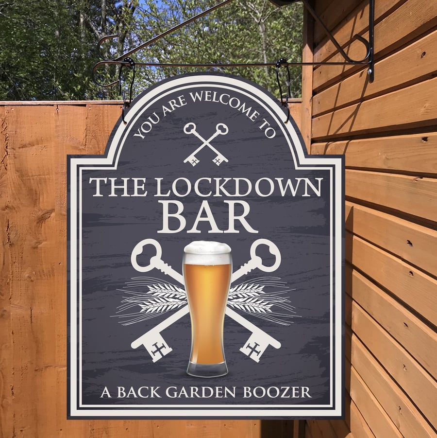 The Lockdown bar - Hanging personalised bar sign - Folksy
