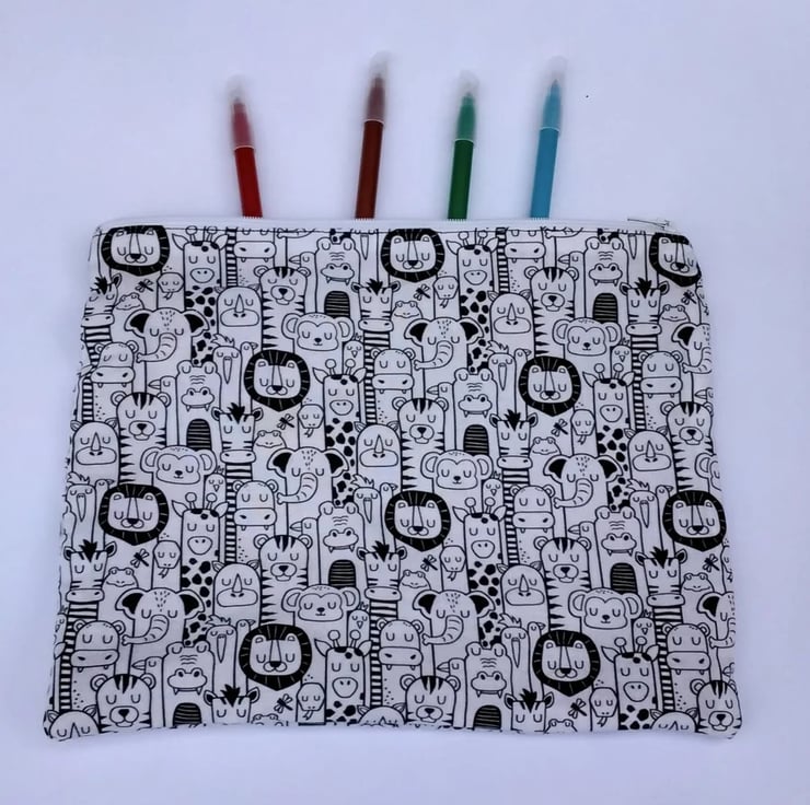 Jungle Animals Pencil Case to Colour, Letterbox... - Folksy