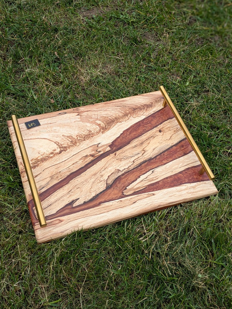 Spalted Beech and Amber Resin Charcuterie Board - Folksy