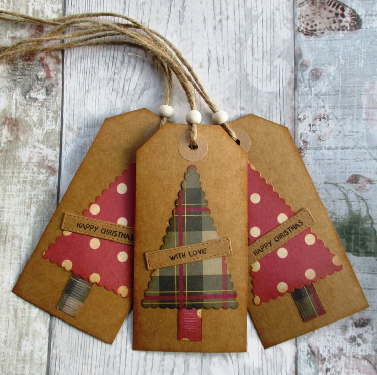 Christmas Tree Christmas Gift Tags set of 3 - Folksy