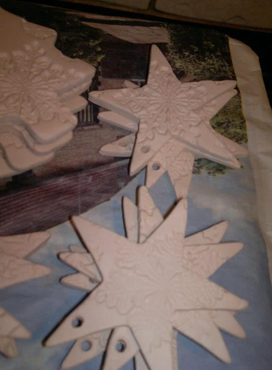 Handmade Star ceramic decoration impressed with... - Folksy