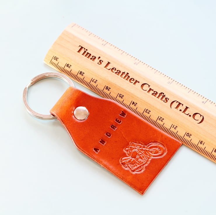 Motorcycle Personalised Leather Keyring, Motorb... - Folksy