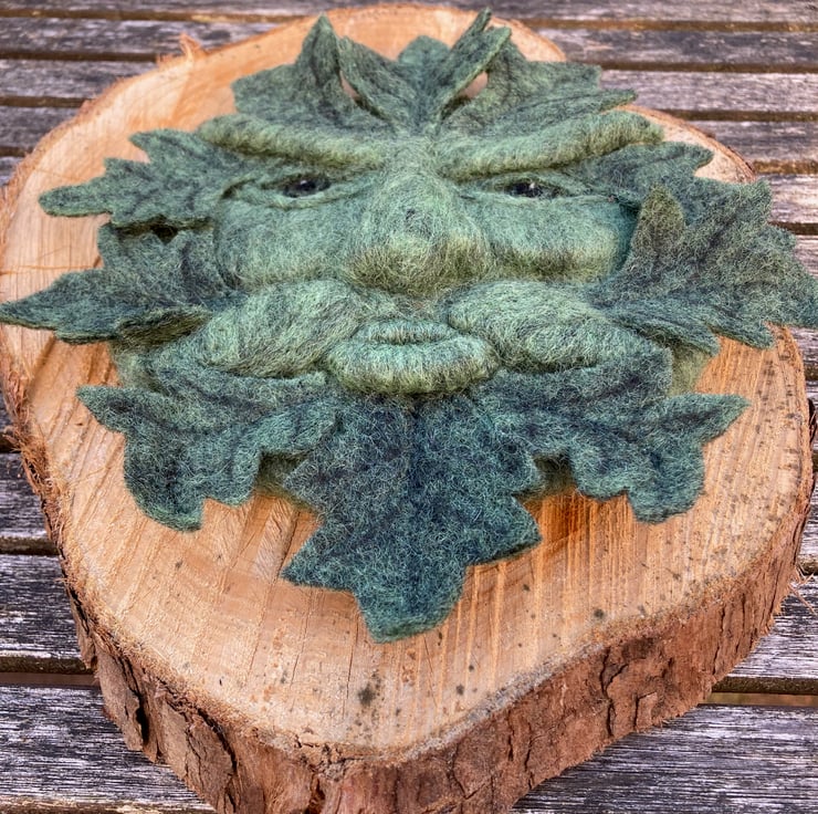 Needle felted Green man wall plaque, woollen sc... - Folksy