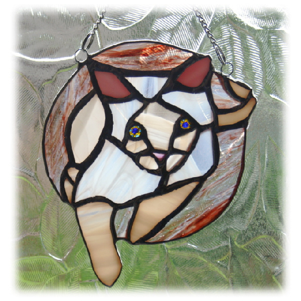 Siamese Cat Suncatcher Stained Glass Apricot - Folksy