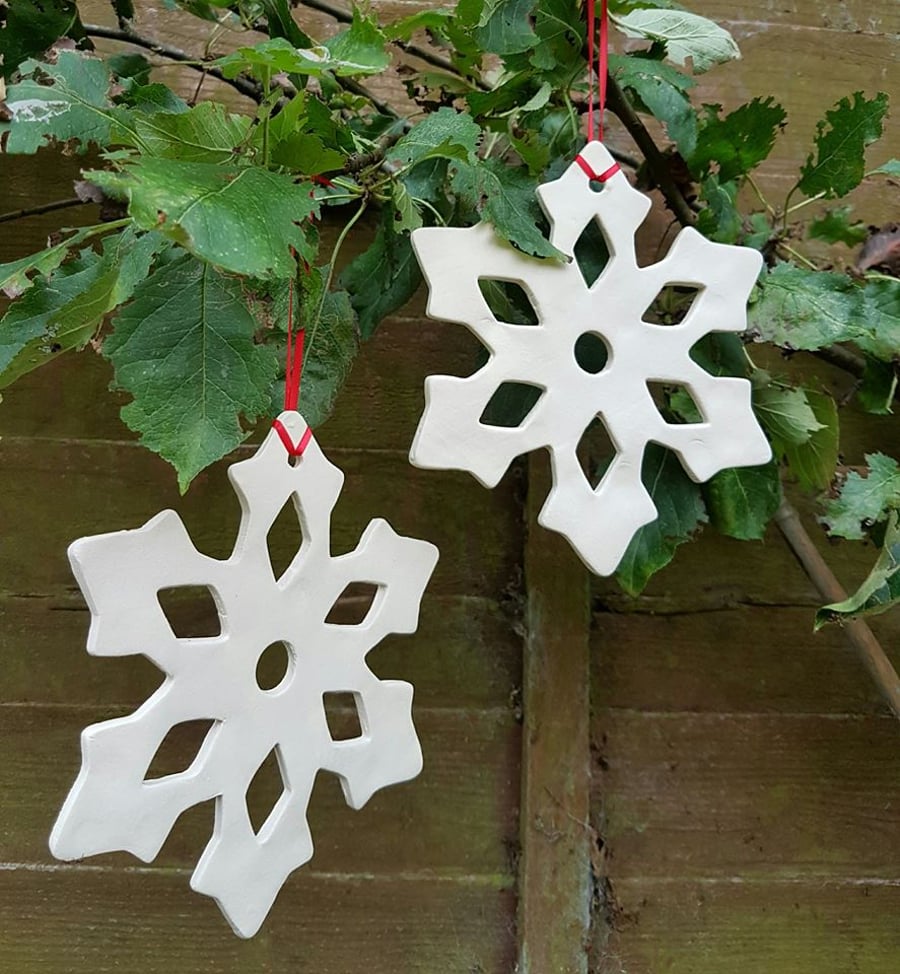 Large Ceramic Snowflake Decoration - Folksy